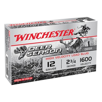 Winchester Deer Season HV Lead Slug 12 Gauge Shotshells 5 Round Box ...