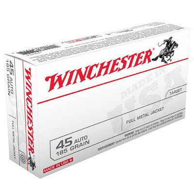 Winchester USA Target FMJ 45 ACP Handgun Ammunition 100 Round Box