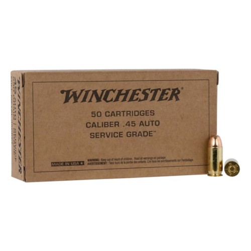 Winchester Service Grade FMJ 45 ACP Handgun Ammunition 50 Round Box