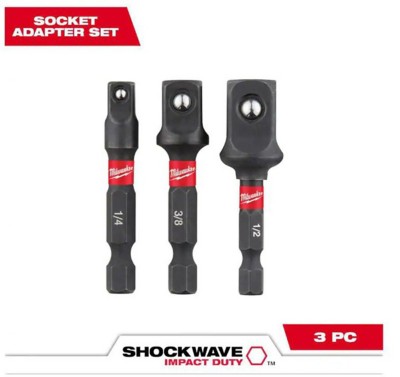 Milwaukee SHOCKWAVE Impact Duty 1/4 in Hex Shank Socket Adapter 3 pc ...