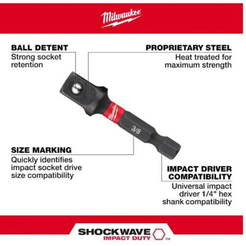 Milwaukee SHOCKWAVE Impact Duty 1/4 in Hex Shank Socket Adapter 3 pc ...