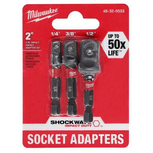 Milwaukee SHOCKWAVE Impact Duty 1/4 in Hex Shank Socket Adapter 3 pc ...
