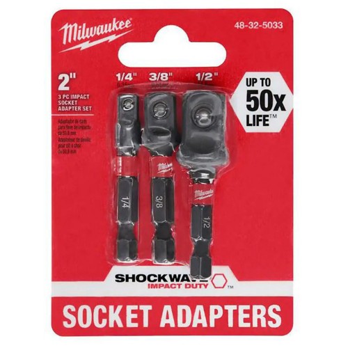 Milwaukee SHOCKWAVE Impact Duty 1/4 in Hex Shank Socket Adapter 3 pc Set