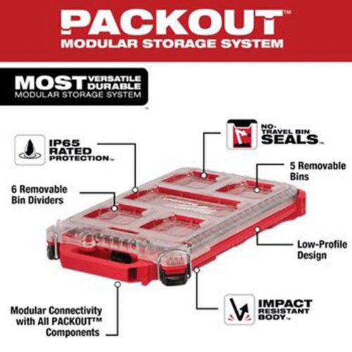 Milwaukee PACKOUT Impact Resistant Poly 5 Compartment Storage Organizer