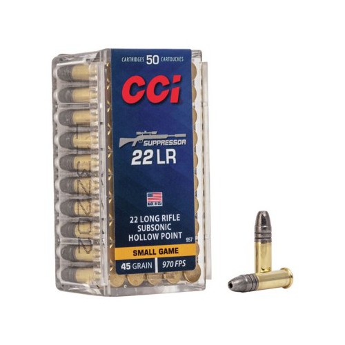 CCI Suppressor Subsonic Hollow Point 22 Long Rifle Rimfire Ammunition ...