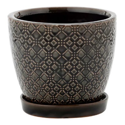 Napco Imports 6" Black Laser Pot with Saucer | SCHEELS.com