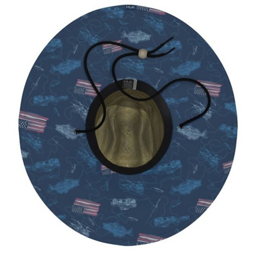 Men's Huk Fish and Flags Straw Sun Hat