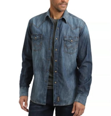 Men's Wrangler Retro Premium Denim Long Sleeve Shirt | SCHEELS.com