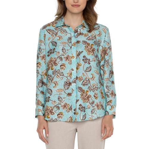 Women's Liverpool Los Angeles Woven Button Up Long Sleeve Blouse ...
