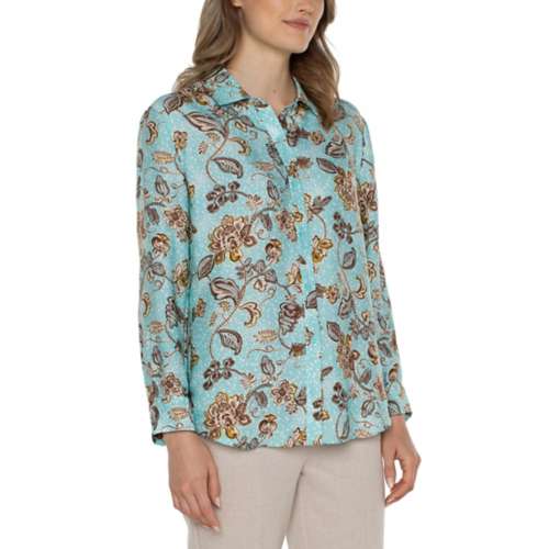 Women's Liverpool Los Angeles Woven Button Up Long Sleeve Blouse ...