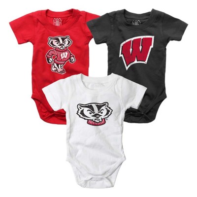 Wes and Willy Wisconsin Badgers Hopper Onesie 3pk