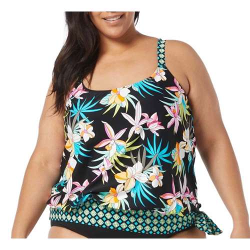 Women's Beach House Plus Size Sarah Side Tie Blouson Swim Tankini ...