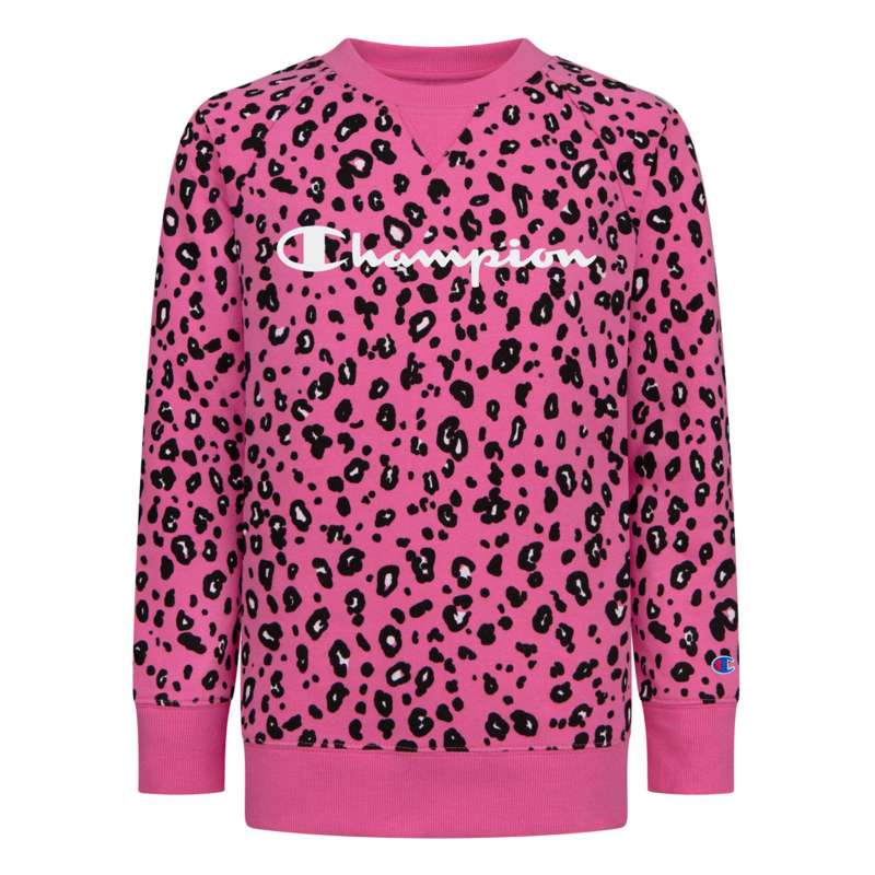 Girls' Champion Leopard All Over Print Crewneck Sweatshirt | SCHEELS.com