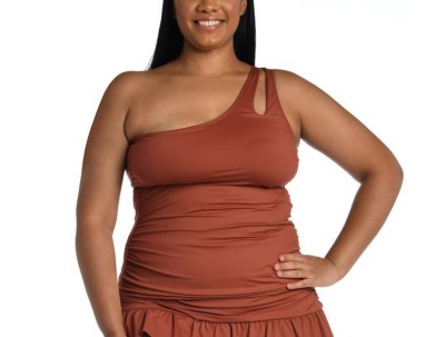 Women's La Blanca Plus Size One Shoulder Keyhole Swim Tankini | SCHEELS.com