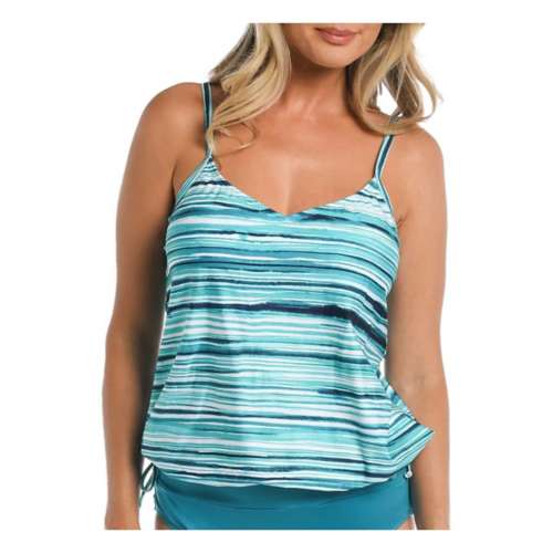 Womens 24th And Ocean Seaside Breeze V Neck Tankini Swimsuit