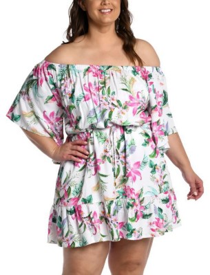 Women's La Blanca Plus Size Off-The-Shoulder Dress Swim Cover Up ...