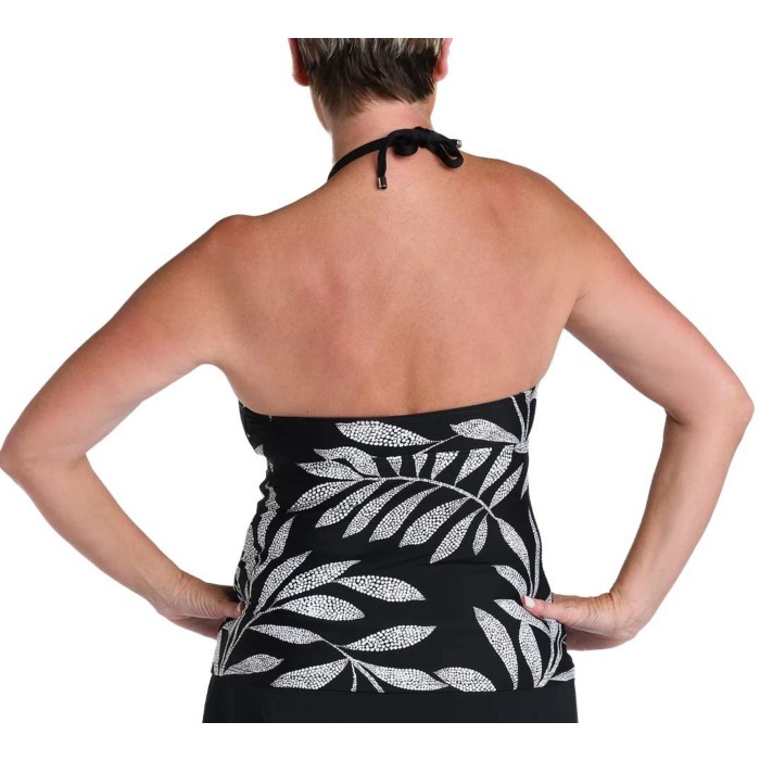 Women's 24th & Ocean Mosaic Leaf High Neck Keyhole Swim Tankini