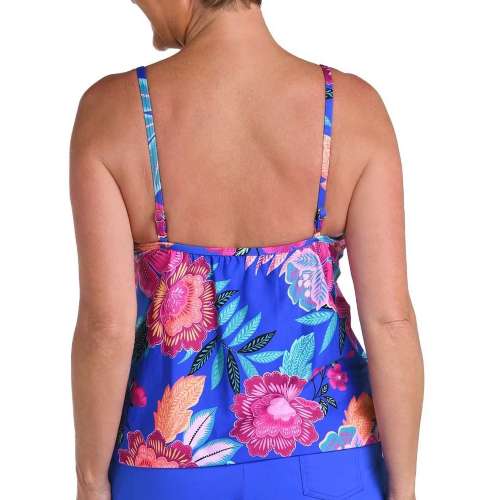 Womens 24th And Ocean Luminous Blossom V Neck Blouson Swim Tankini