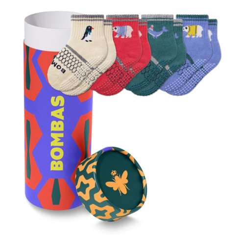 Toddler Bombas Holiday Gripper Calf 4-Pack Gift Box 4 Pack Ankle Socks ...