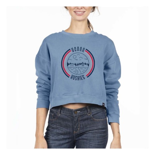 USCAPE Women's Connecticut Huskies 90's Flyer Pigment Dyed Crop Crew
