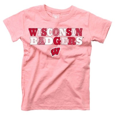Wes and Willy Kids' Girls' Wisconsin Badgers Pink Basic Logo T-Shirt