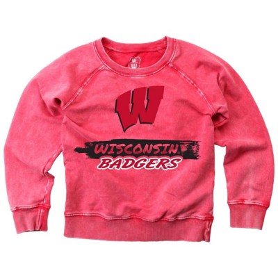 Wes and Willy Kids Girls' Wisconsin Badgers Washed Crew | SCHEELS.com