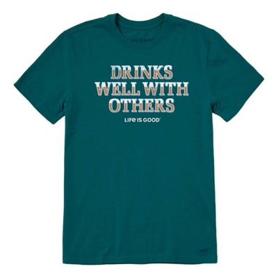 Men's Life is Good Drinks Well With Others Pub Script Crusher T-Shirt ...