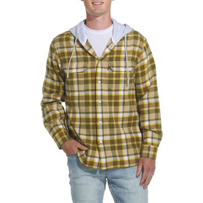 Men's Levi's Worker Flannel Long Sleeve Hooded Button Up Shirt ...