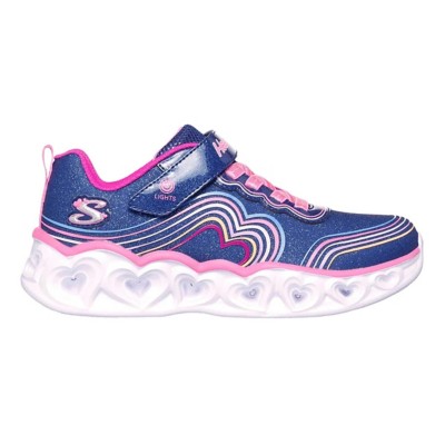 Little Girls' Skechers Retro Heart Lights Hook N Loop Sneakers