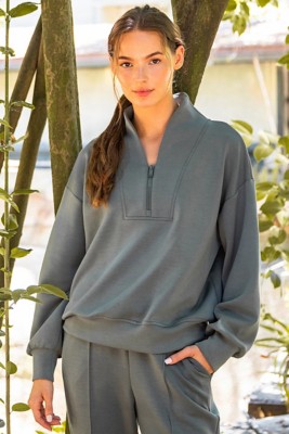 Women's RAE MODE Scuba V-Neck Long Sleeve 1/4 Zip