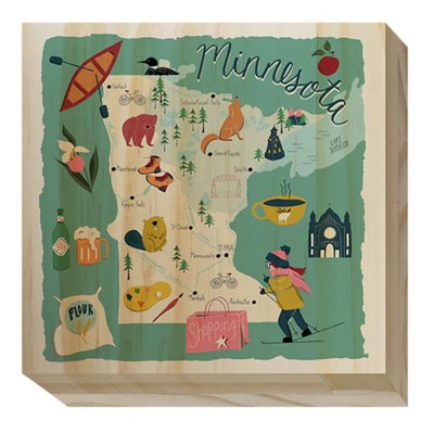 Imagine Design Minnesota Home State Wood Block Sign