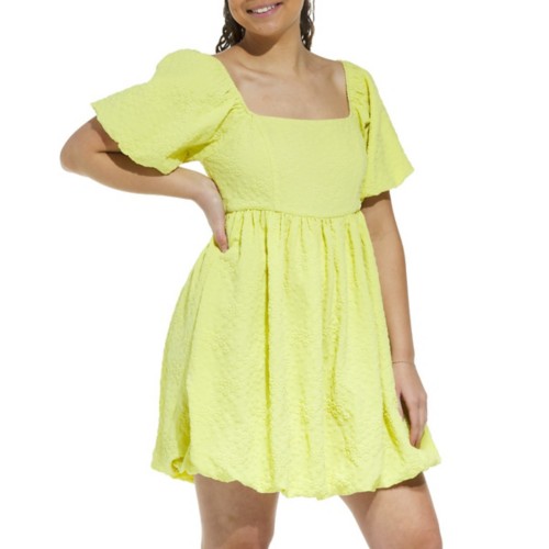 Women's Hem & Thread Solid Square Neck Babydoll Dress