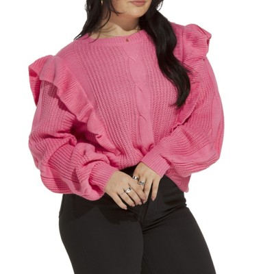 Women's Gilli Ruffle Cable Knit Pullover Sweater