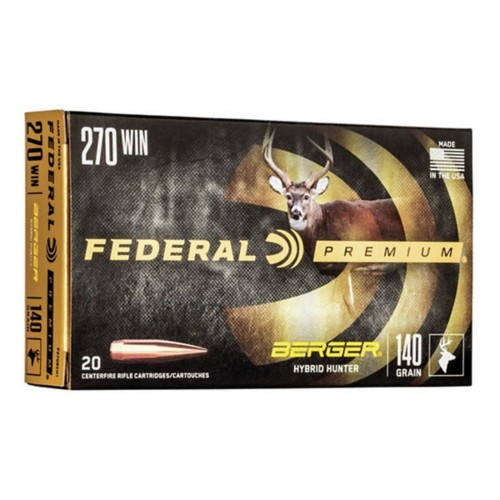 Federal Gold Medal Berger Hybrid Hunter 270 Winchester Rifle Ammunition ...