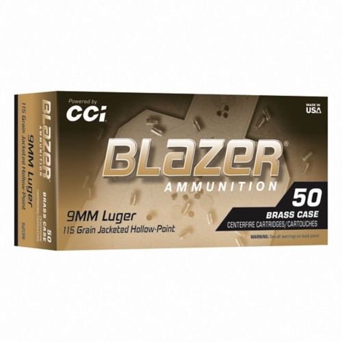 Blazer Ammunition Blazer Brass JHP 9mm Handgun Ammunition 50 Round Box