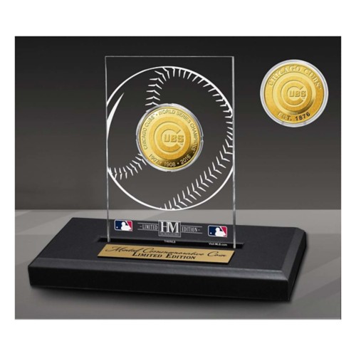 Highland Mint Chicago Cubs 3-Time Champions Gold Coin in Acrylic Display