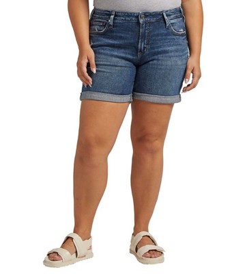 Women's Silver Jeans Co. Plus Size Boyfriend Mid Rise Jean Shorts ...