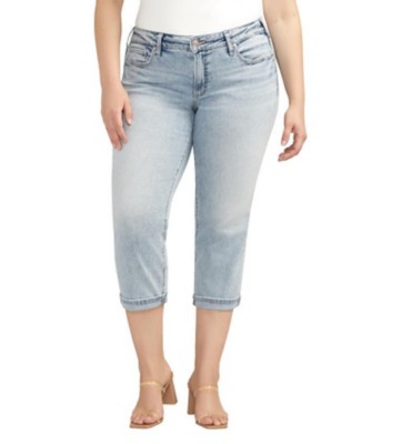 Women's Silver Jeans Co. Plus Size Britt Crop Curvy Straight Jeans ...