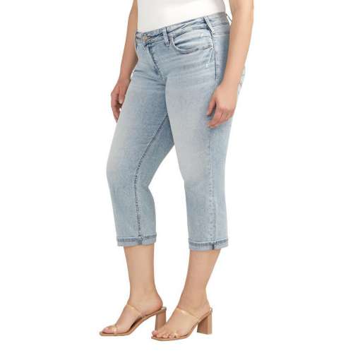 Women's Silver Jeans Co. Plus Size Britt Crop Curvy Straight Jeans ...