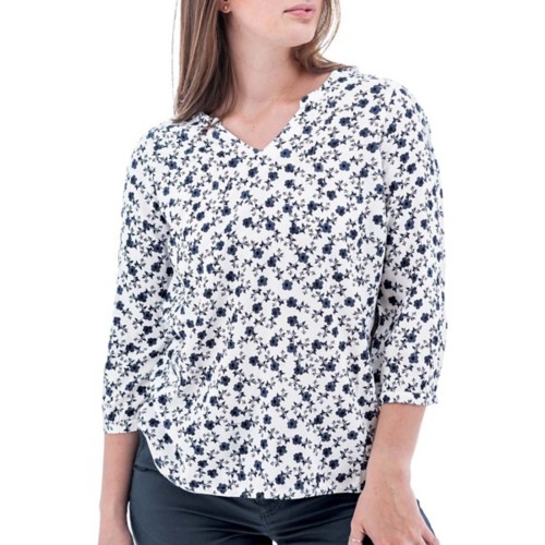 Women's Old Ranch Fleur Top 3/4 Sleeve V-Neck Blouse