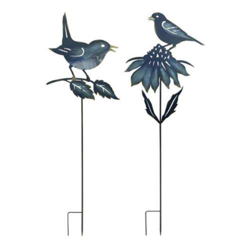 Melrose International Iron Metal Cut Out Bird and Flower Garden Stake ...