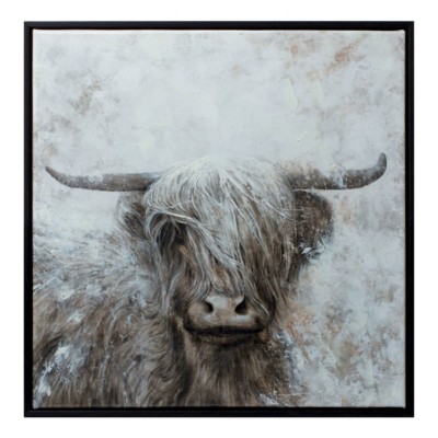 Melrose International 20.5"SQ Framed Mountain Bull Canvas Painting Wall ...