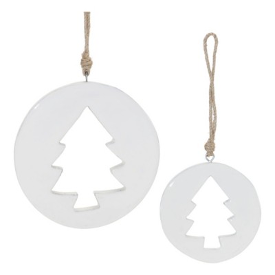Melrose International White Wooden Tree Cut-Out Ornament (Set of 12)