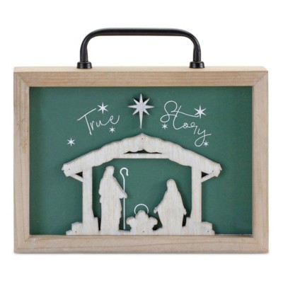 Melrose International True Story Nativity Plaque Sign
