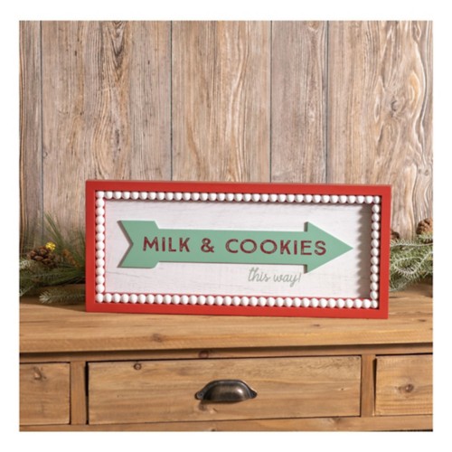 Melrose International Wooden Milk and Cookies Arrow Sign