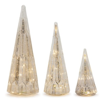Melrose International Geometric Mercury LED Tree Dcor (Set of 3)