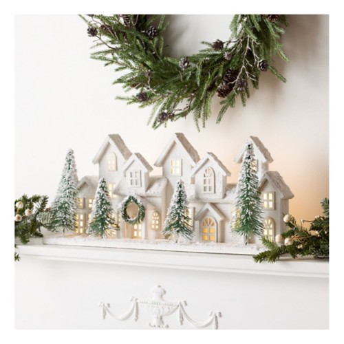 Melrose International 10in LED White Wood House Display