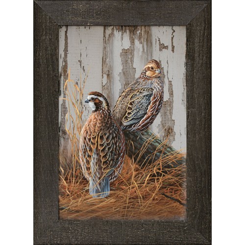 Wild Wings Late Season Solitude Bobwhite Quail Framed Wood Sign
