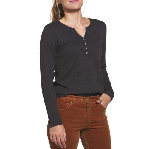 Women's North River Mini Waffle Knit Notch Long Sleeve V-Neck Henley ...
