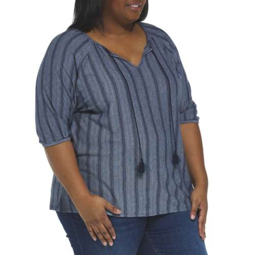 Women's North River Plus Size Tassel Long Sleeve V-Neck Blouse ...